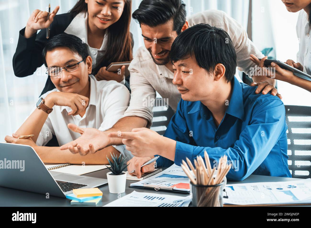 Data analysts team of office worker collaborate on business ...