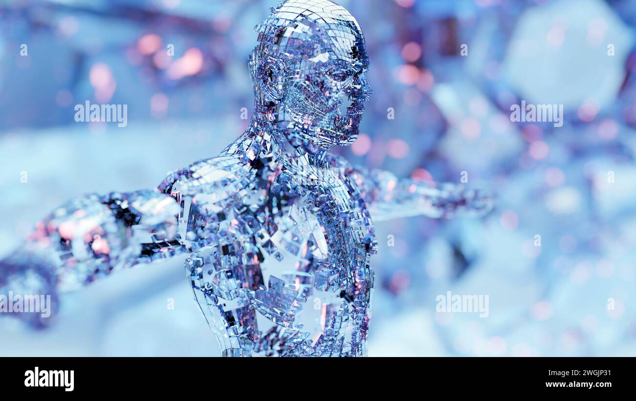 Abstract multicolored Futuristic digital Virtual human cyborg ...