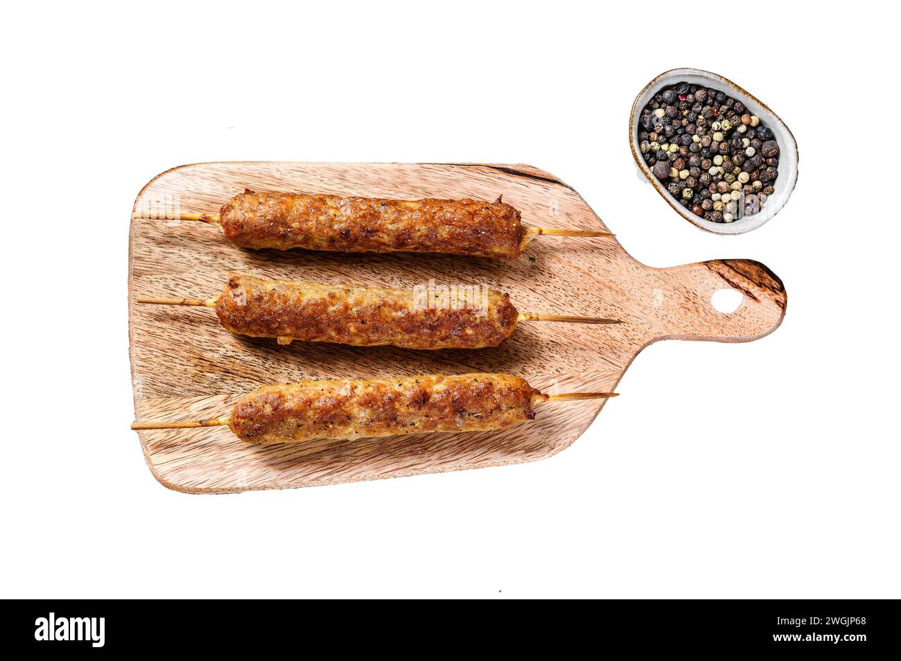 Turkish and Arabic Traditional kebab on cutting board, ground beef ...