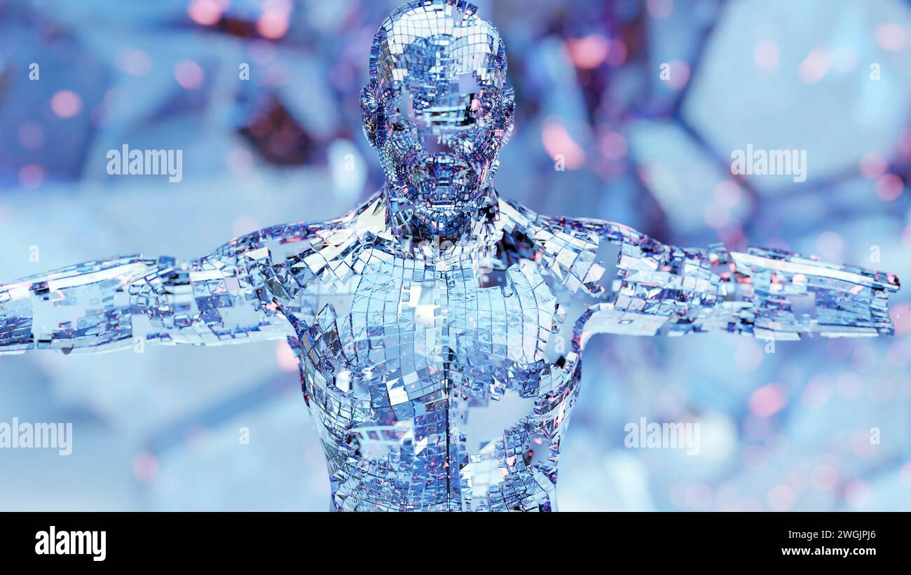 Abstract multicolored Futuristic digital Virtual human cyborg ...