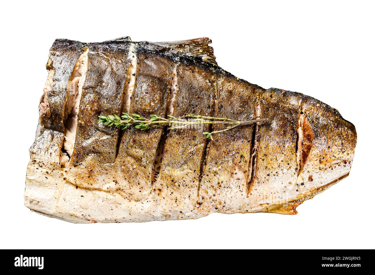 Grilled Yellowtail, Japanese amberjack fillet Isolated on white ...