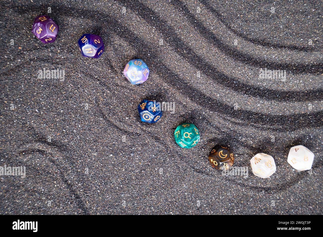 Zodiac horoscope with divination dice Stock Photo - Alamy