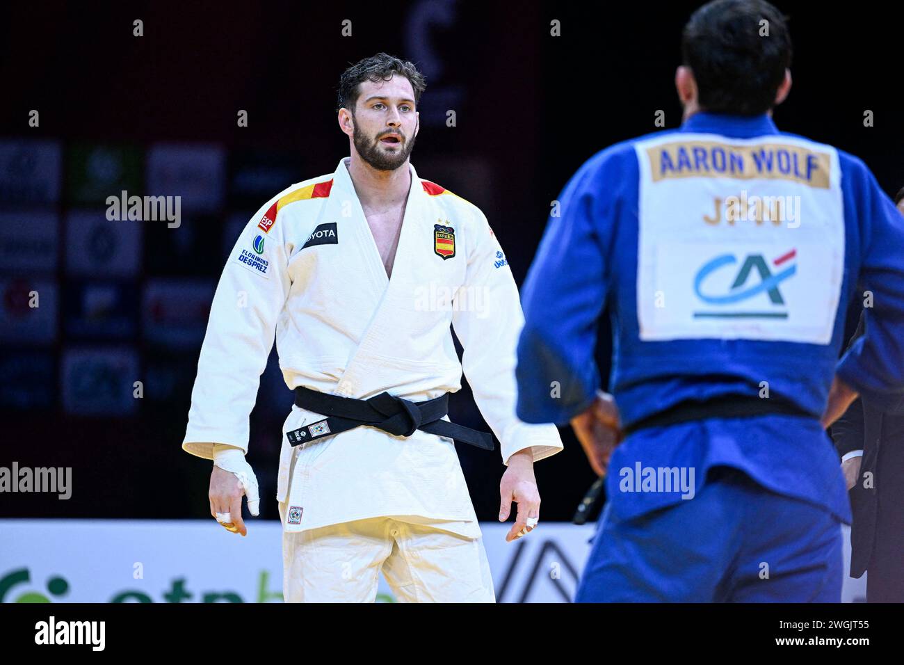 Aaron Wolf and Nikoloz Sherazadishvili during the Paris Grand Slam 2024 IJF World Judo Tour ...