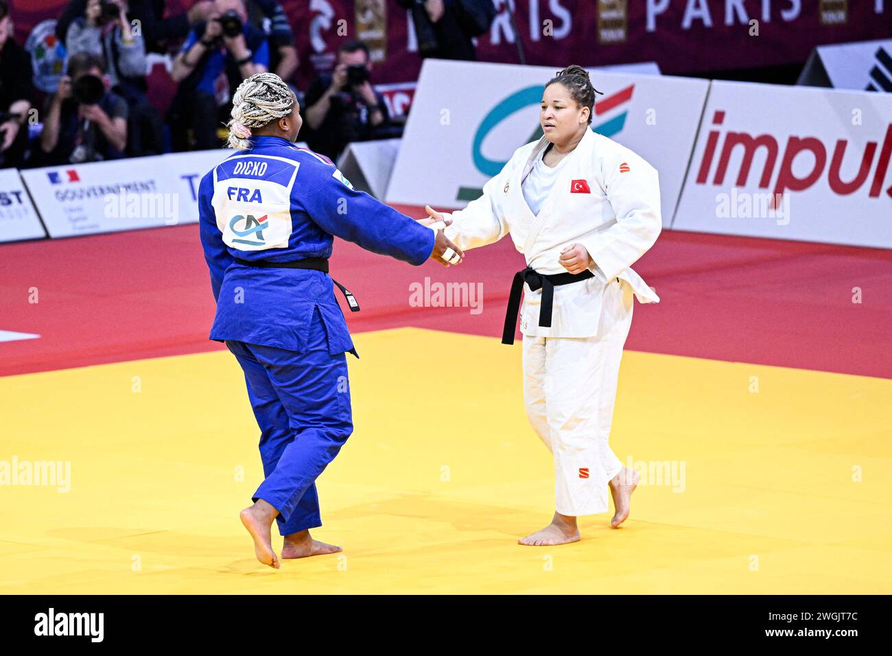 Romane Dicko and Kayra Ozdemir Sayit during the Paris Grand Slam 2024 ...