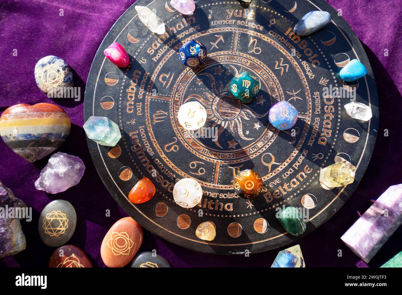 Zodiac horoscope with divination dice Stock Photo - Alamy