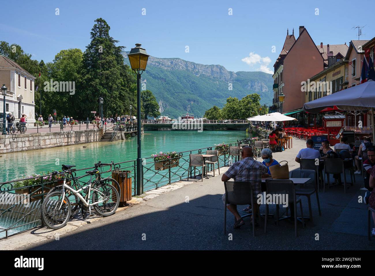 Annecy, France - June 14 2021: Historic alpine town with traditional ...