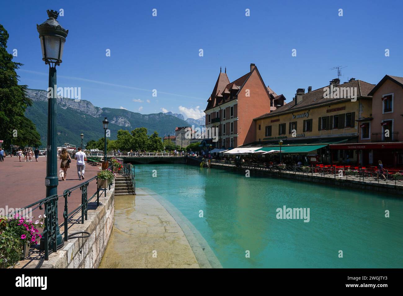 Annecy, France - June 14 2021: Historic alpine town with traditional ...