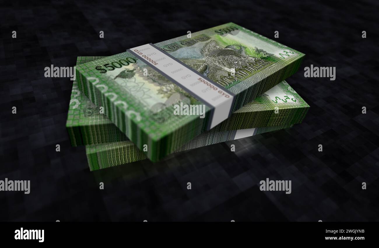 Guyana money Guyanese dollars money pack 3d illustration. 5000 GYD ...