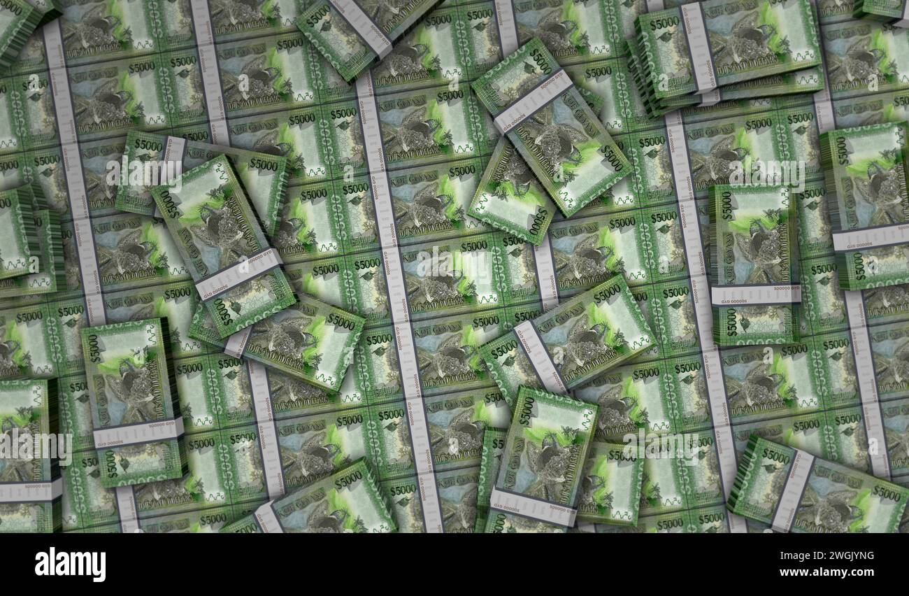 Guyana money Guyanese dollars money pack 3d illustration. 5000 GYD ...