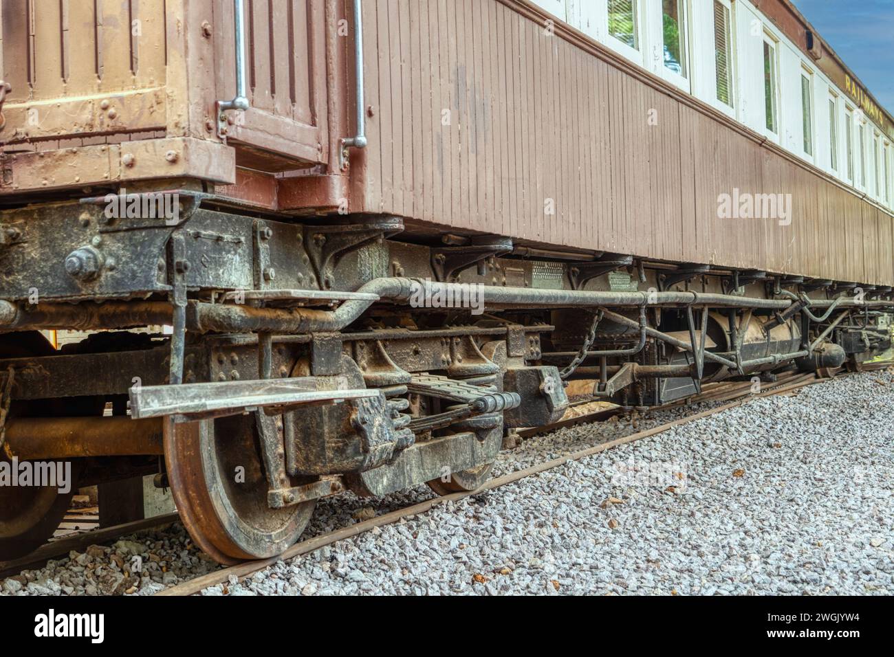 under the wheels of a rusty vintage railway cart from the Rhodesian era ...