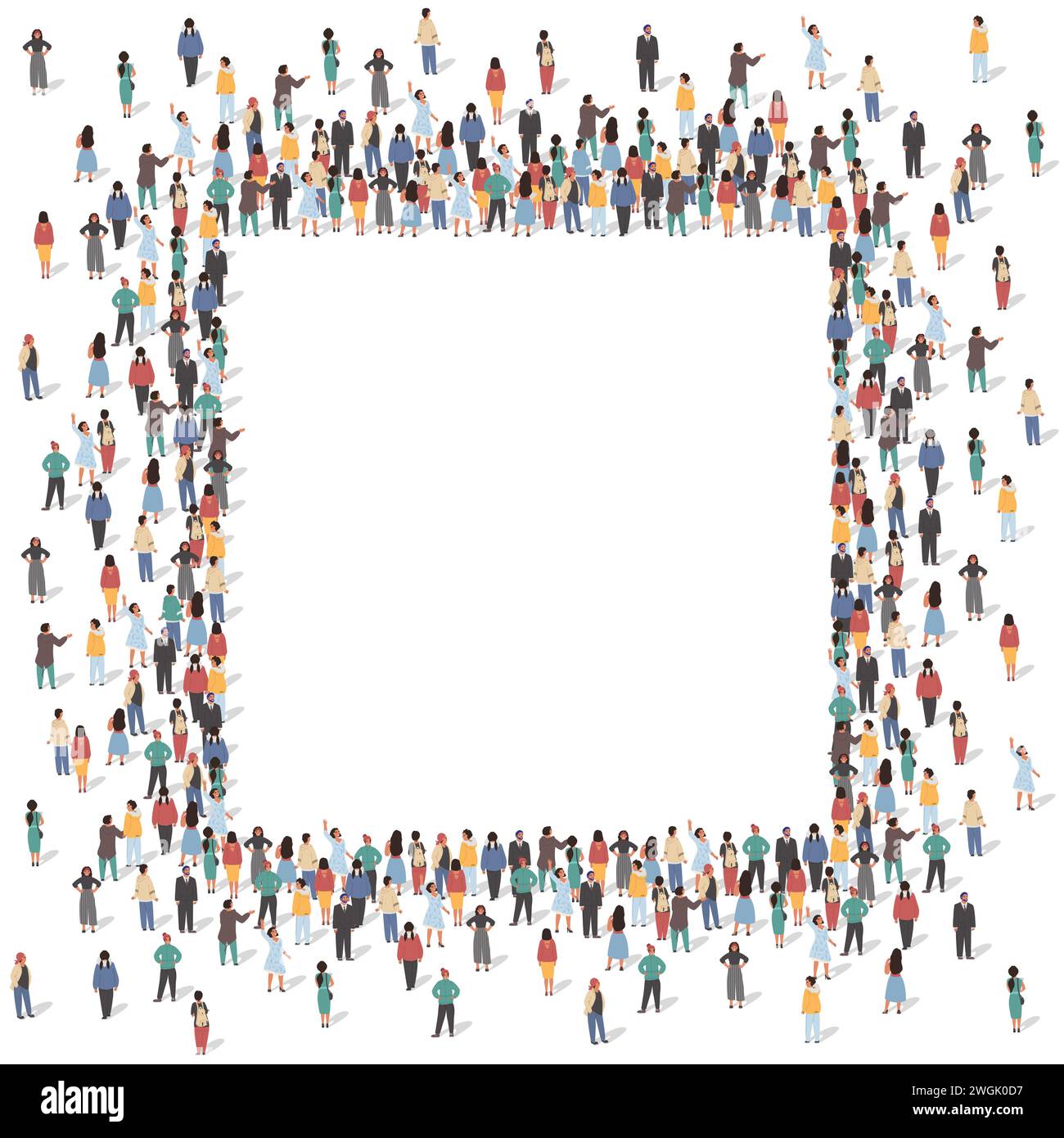 Square frame with different people standing together Stock Vector Image ...