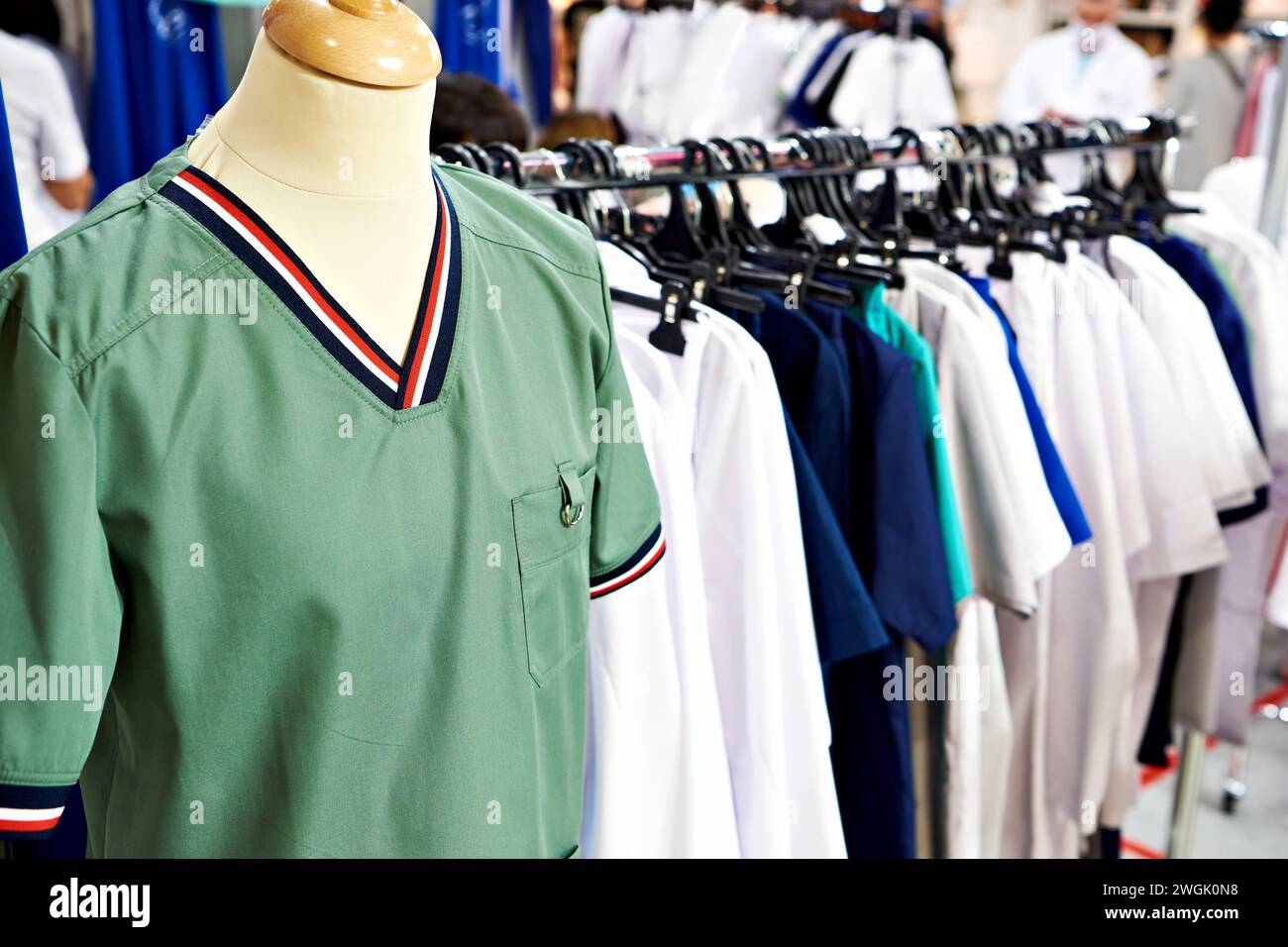Clothes for dental doctors and medical workers in the store Stock Photo ...