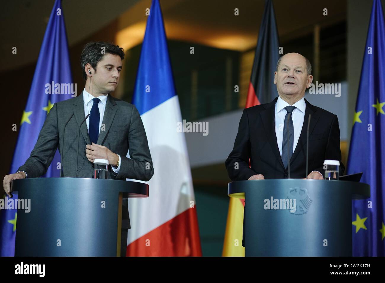 Berlin, Germany. 05th Feb, 2024. Federal Chancellor Olaf Scholz (SPD, r ...