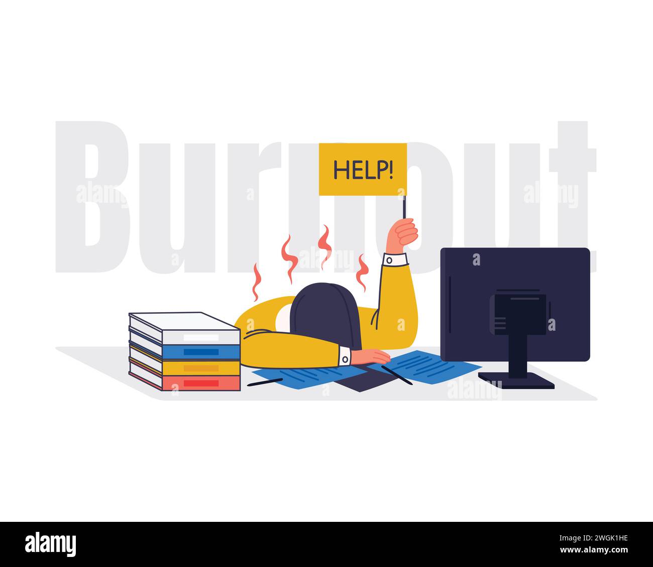 Professional burnout syndrome. Exhausted sick tired male manager in ...