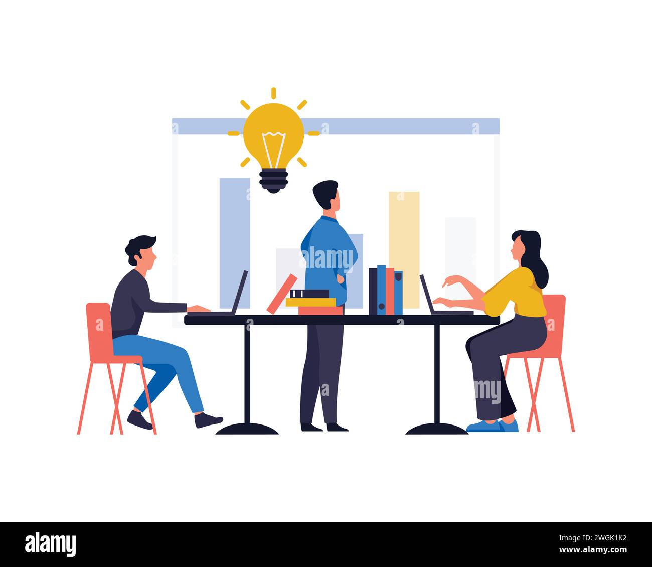 Business Meeting Teamwork Concept. Businessman and Woman Characters ...