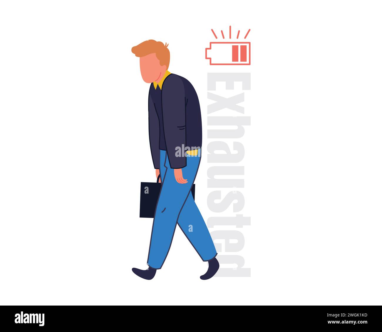 Low energy and tiredness concept. Young stressed tired businessman ...