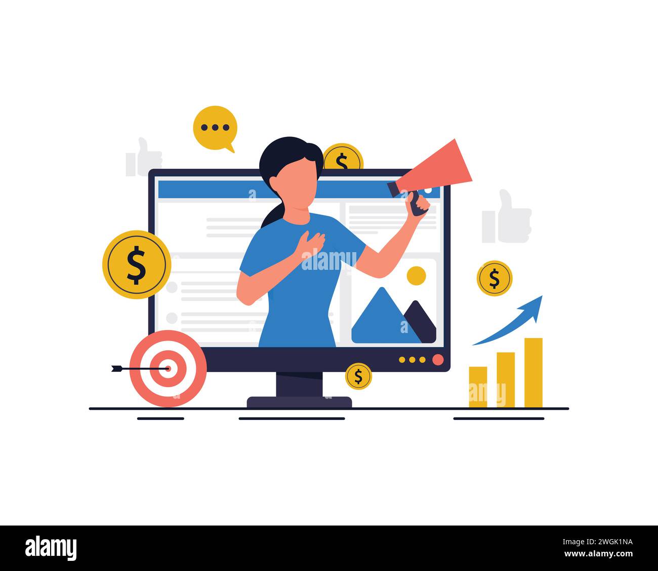 Digital marketing flat concept vector illustration. Social media ...