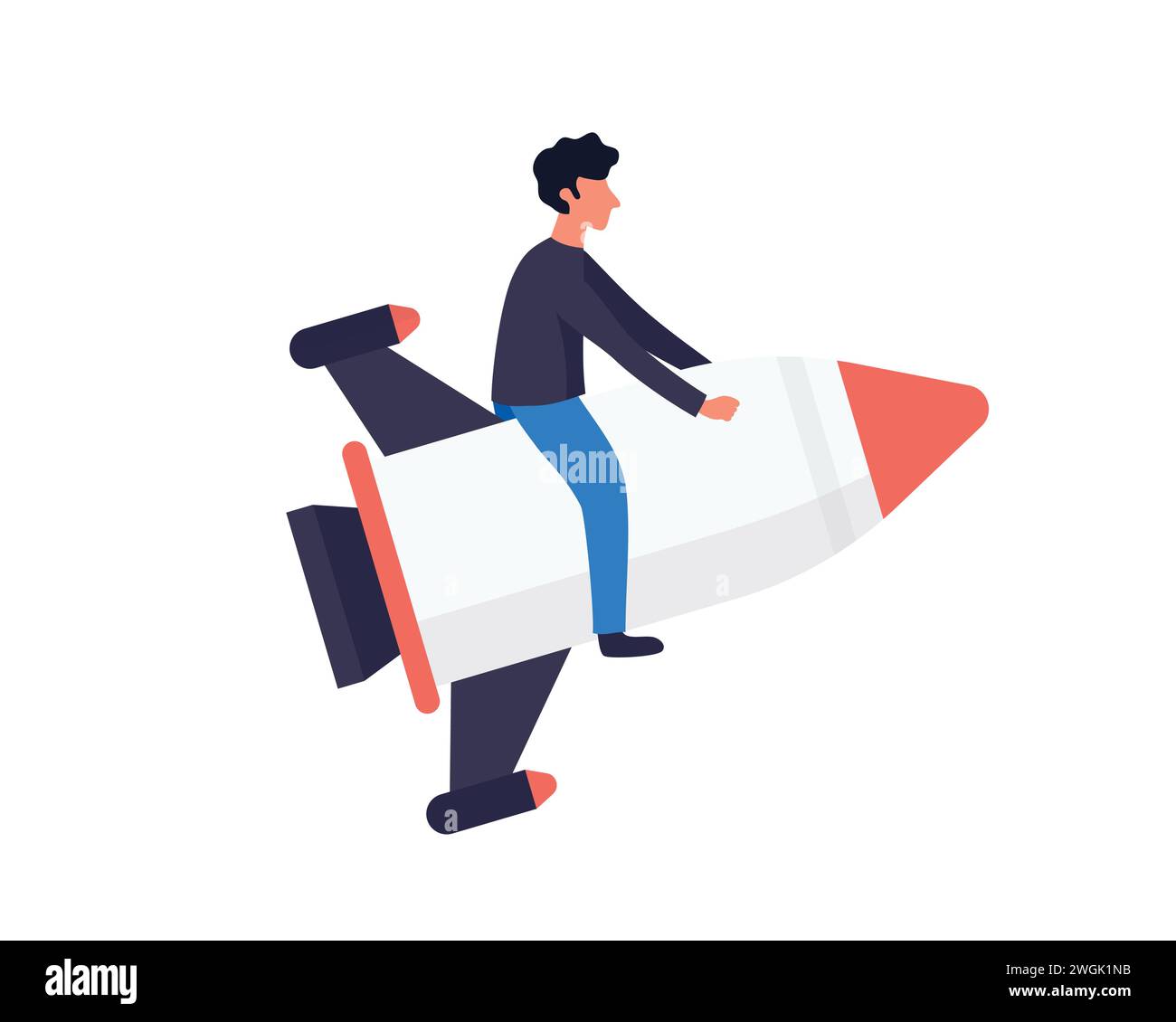 Business Man Riding Rocket cartoon Illustration. People Technology ...