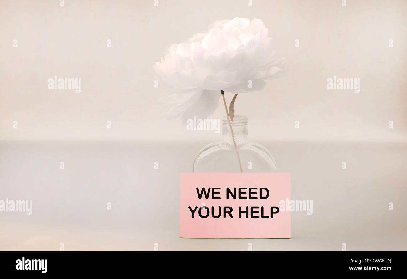 We need your symbol of help. Sticker with the words We need your help ...