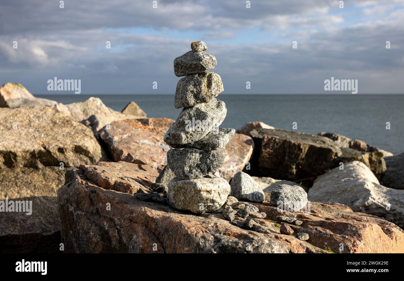 Balance and harmony, Japanese Zen stone garden background. Dark black ...