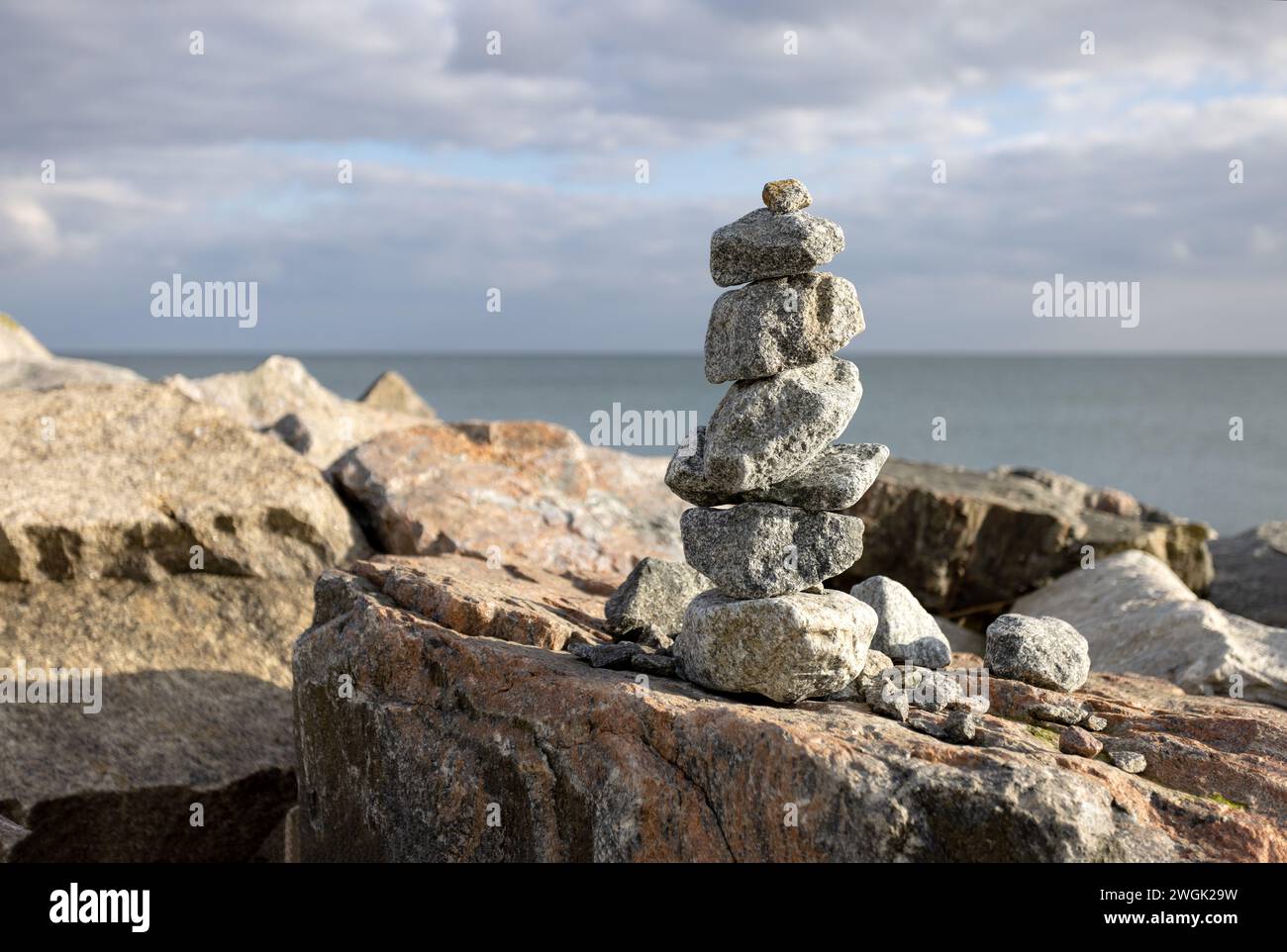 Balance and harmony, Japanese Zen stone garden background. Dark black ...