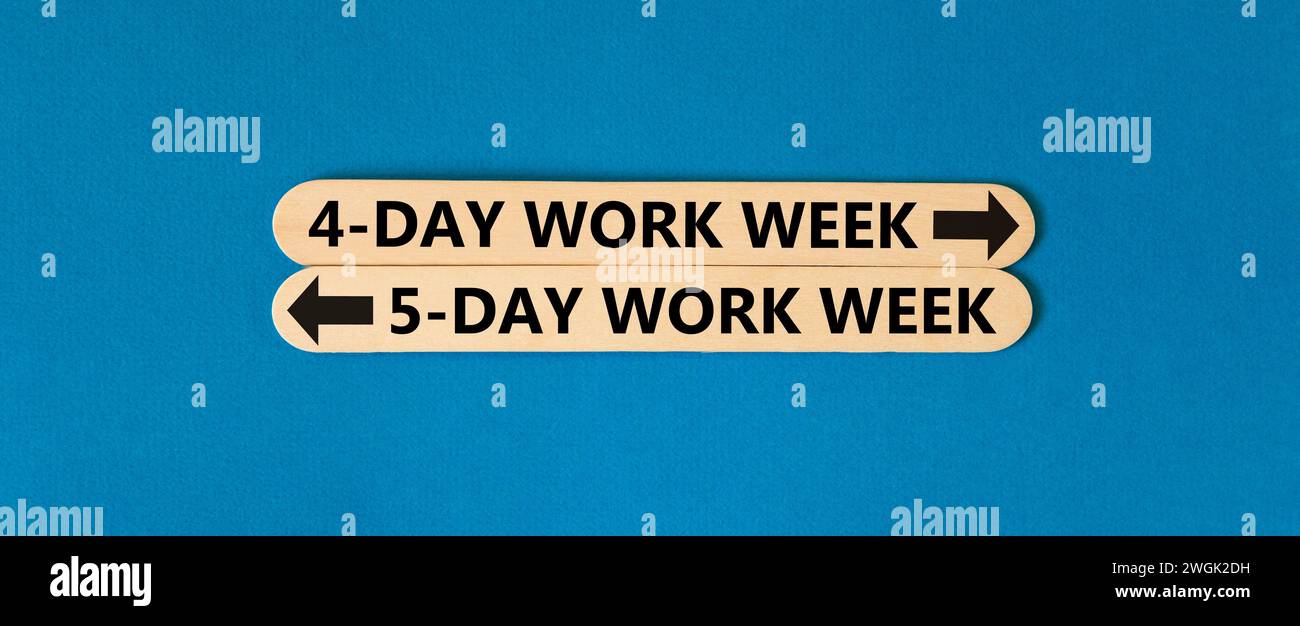 5 or 4 day week symbol. Concept word 5-day work week or 4-day work week ...