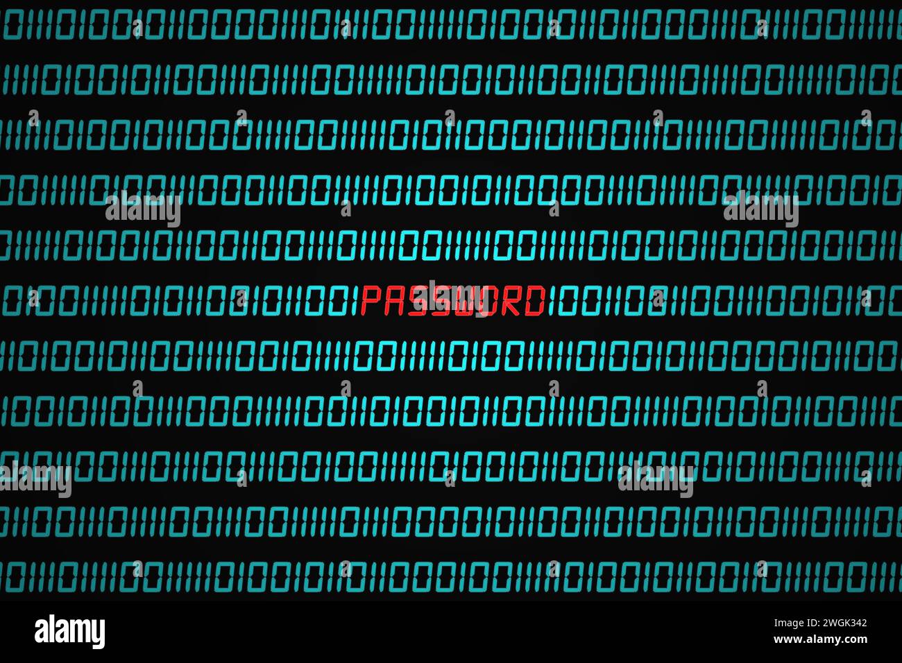 Red word "Password" hidden in the middle of a binary code sequence Stock Photo - Alamy