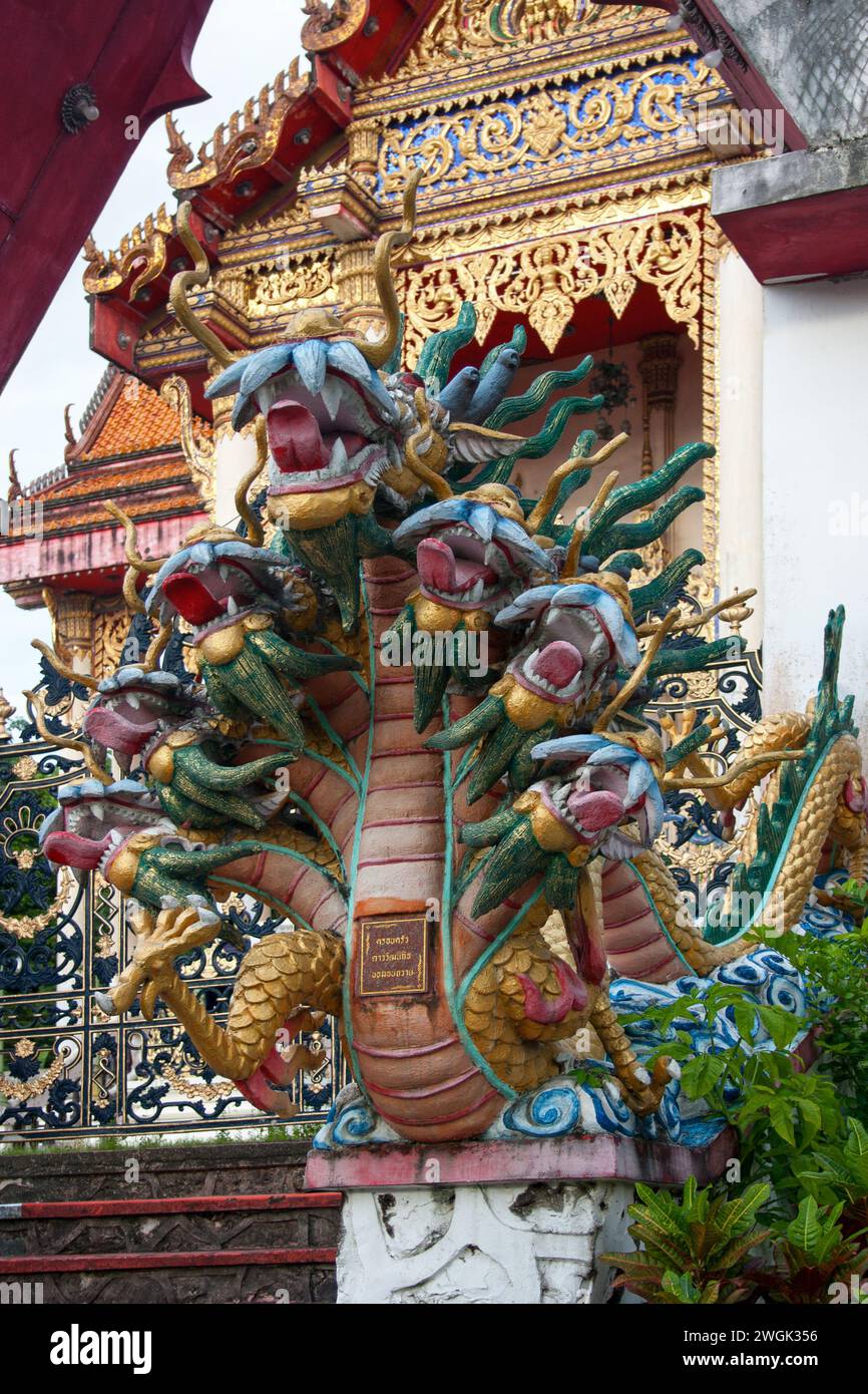 Seven headed dragon statue at Wat Suwan Khiri Wong, in Patong, Phuket ...