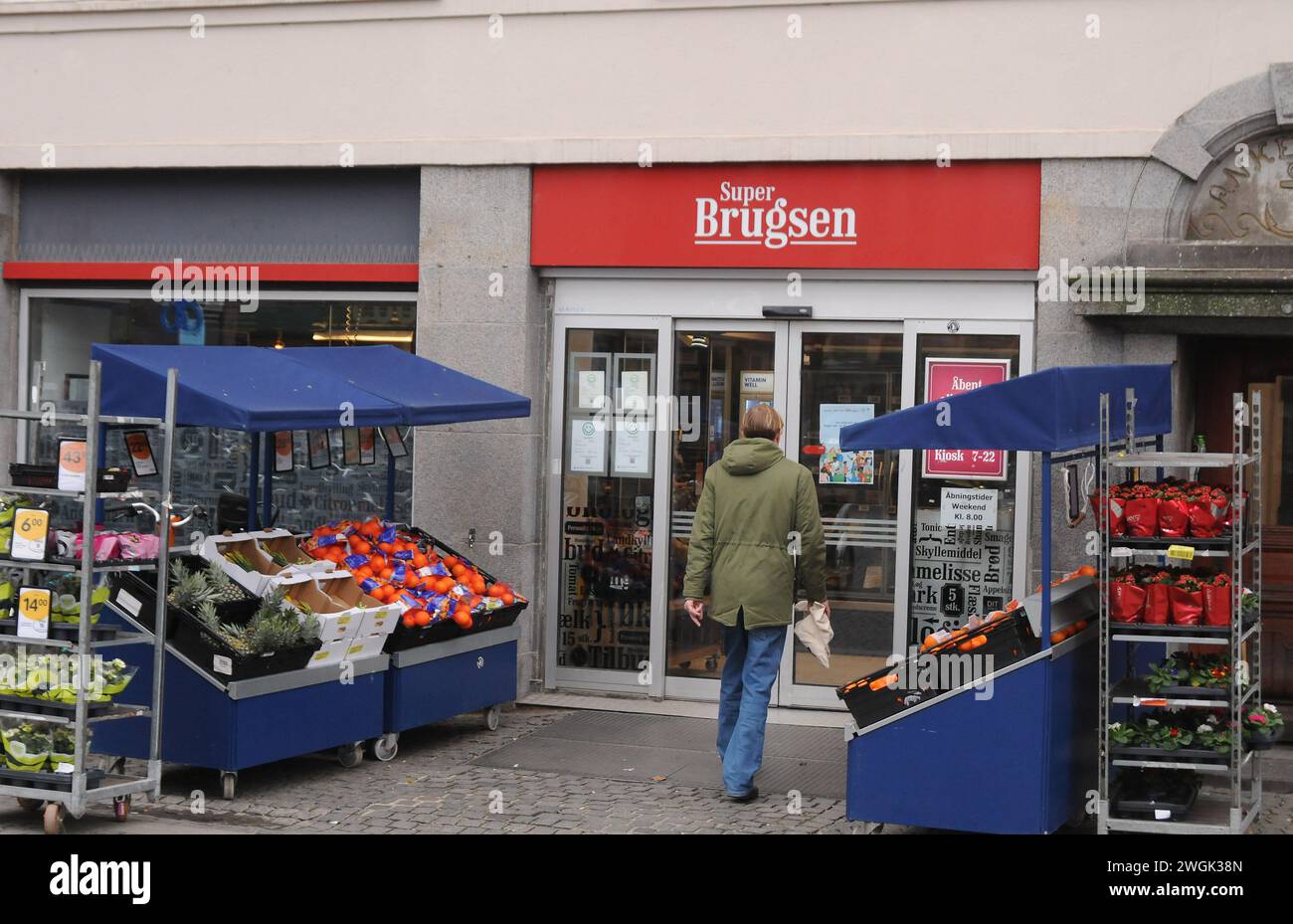 Copenhagen, Denmark /05 February 2024/.Super brugsen grocery chain ...