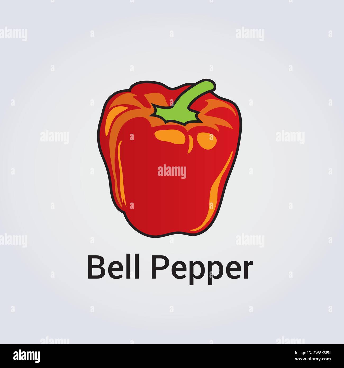 Bell Pepper Vegetable Illustration Icon - Vector Design Elements - Hand ...