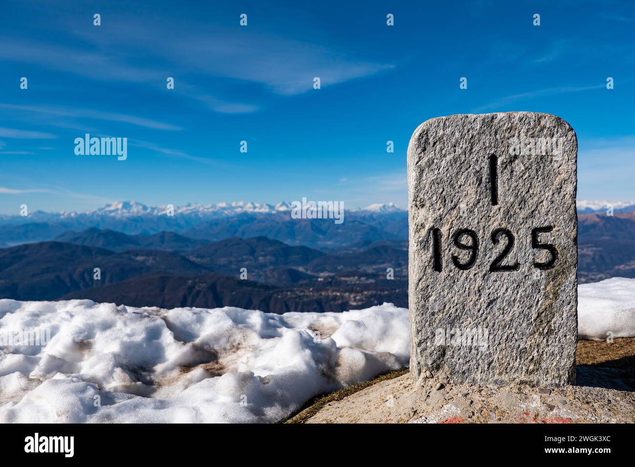 View of Dufourspitze mountain from Mount Generoso with a boarder ...
