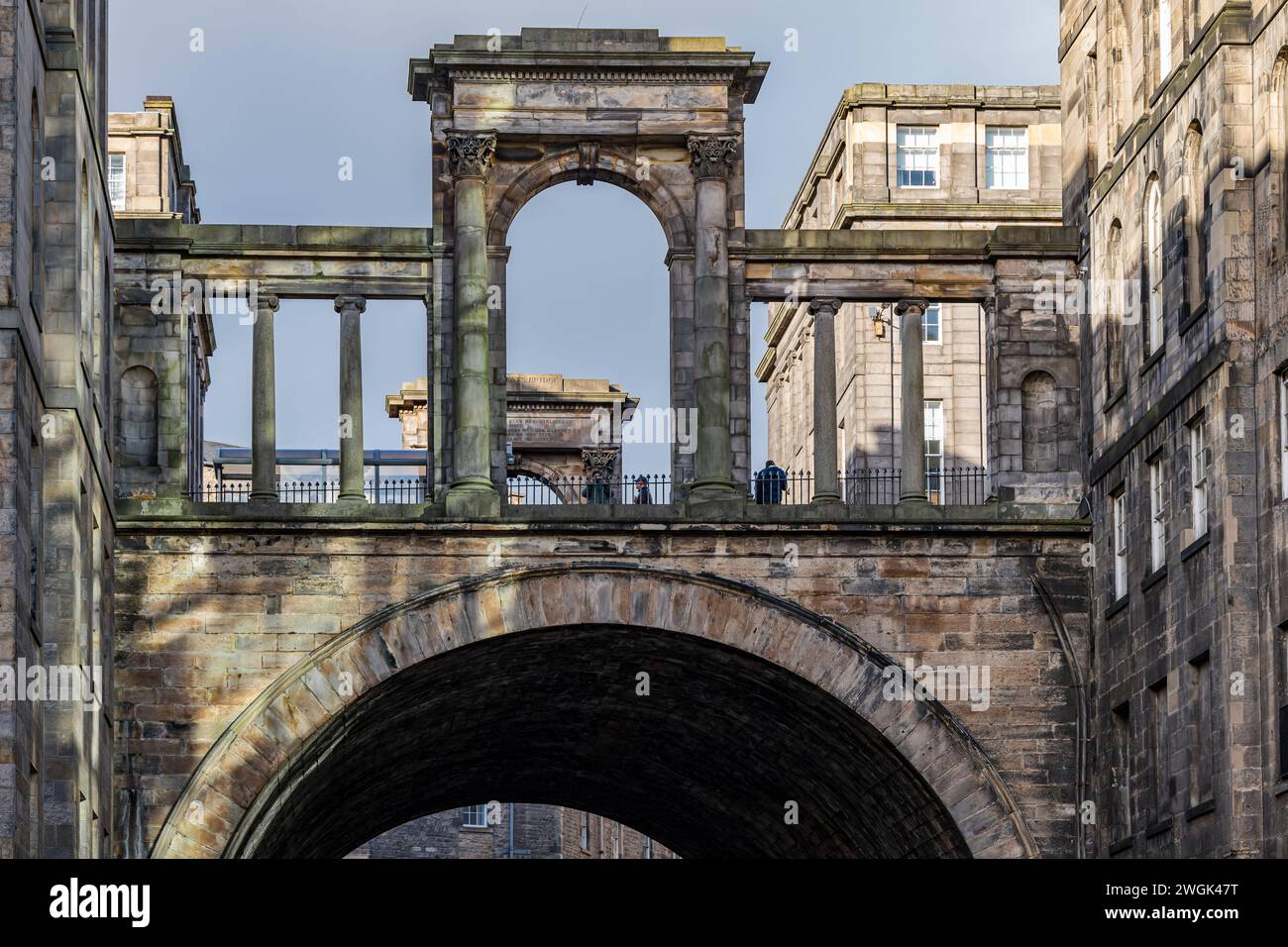View of Regent Bridge arch, Edinburgh, Scotland, UK Stock Photo - Alamy