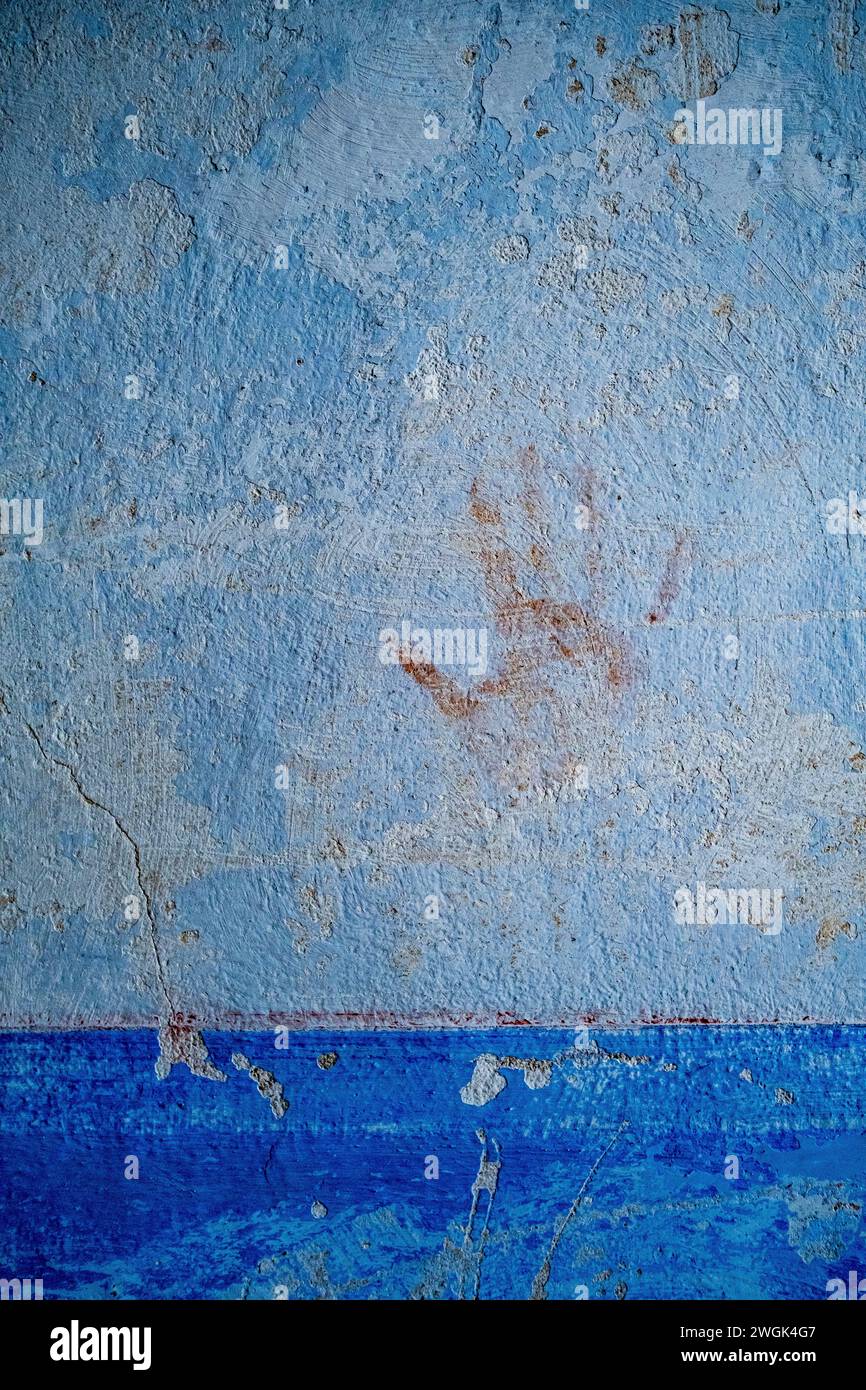 Blue red hand prints hi-res stock photography and images - Alamy
