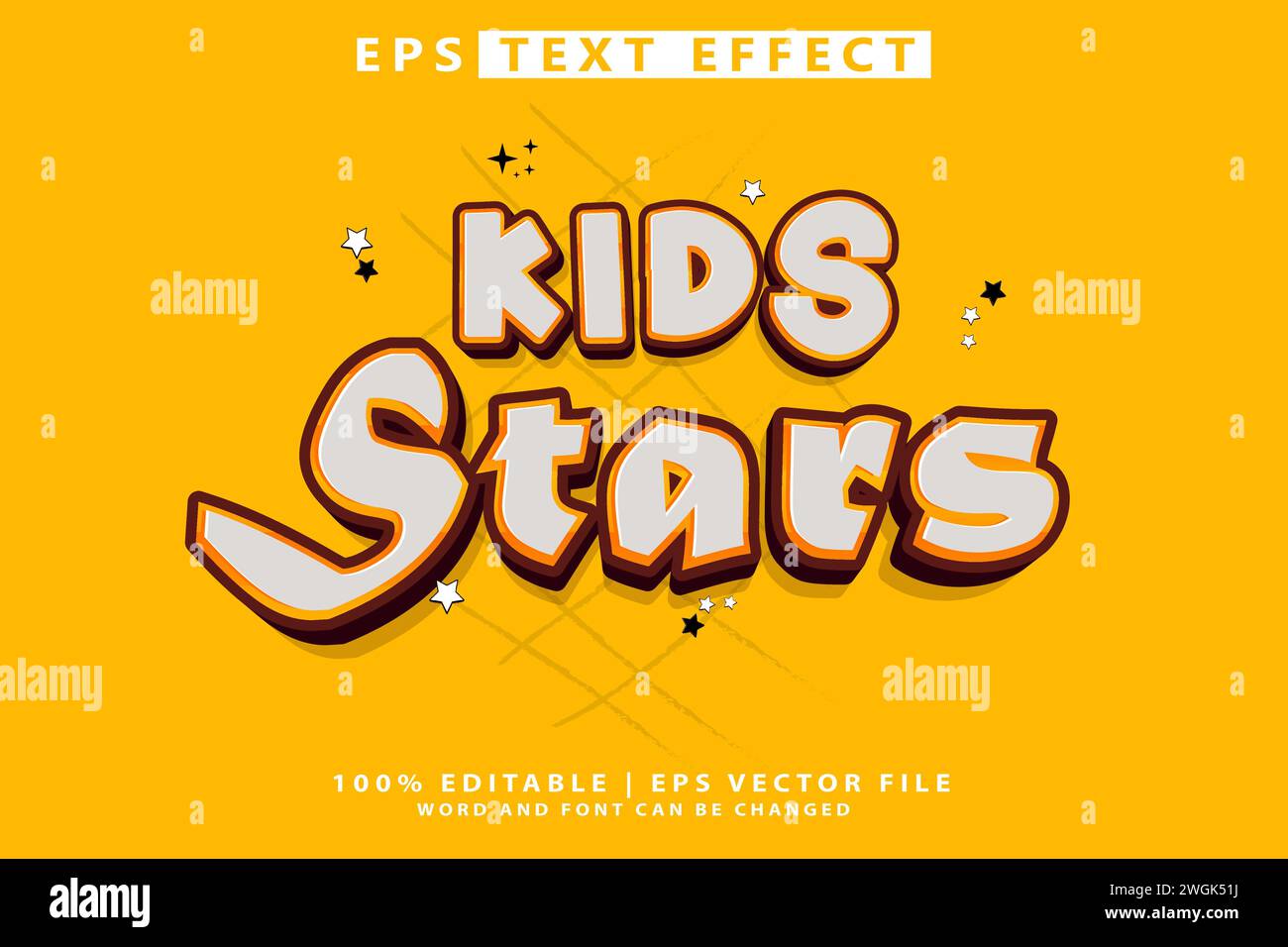 Kids Stars 3D Cartoon template style premium vector with editable text effect Stock Vector Image ...