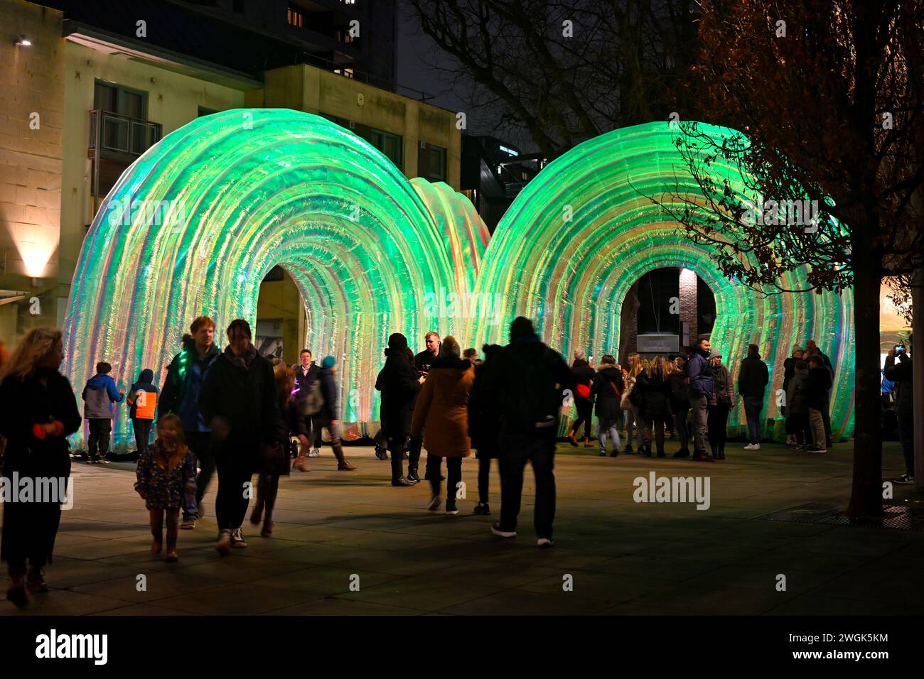 Series of giant inflatable arches at night, “Elysian” by Atelier Sisu ...