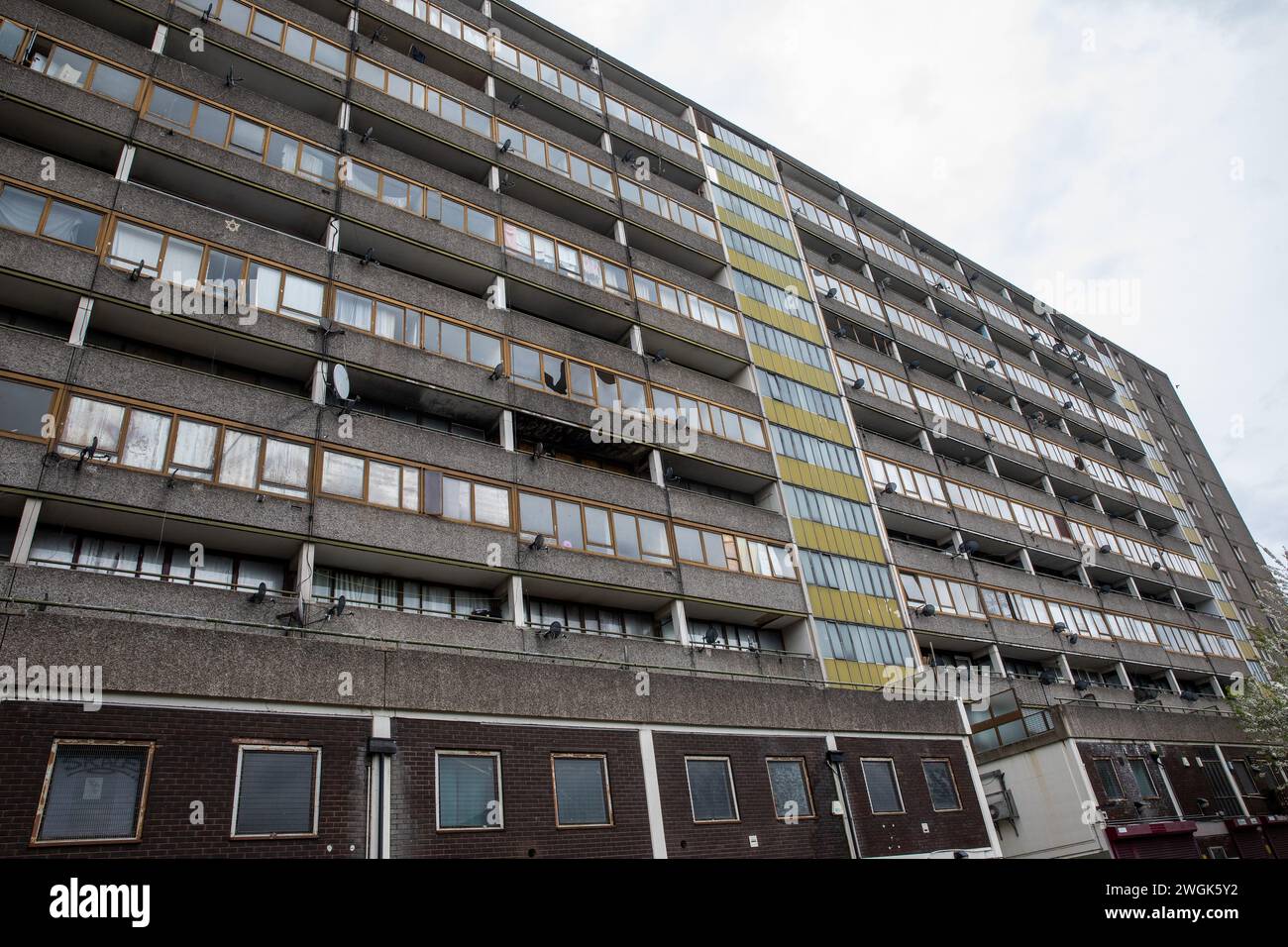 London, UK. 27th April 2023. A section of a Wendover housing block at ...