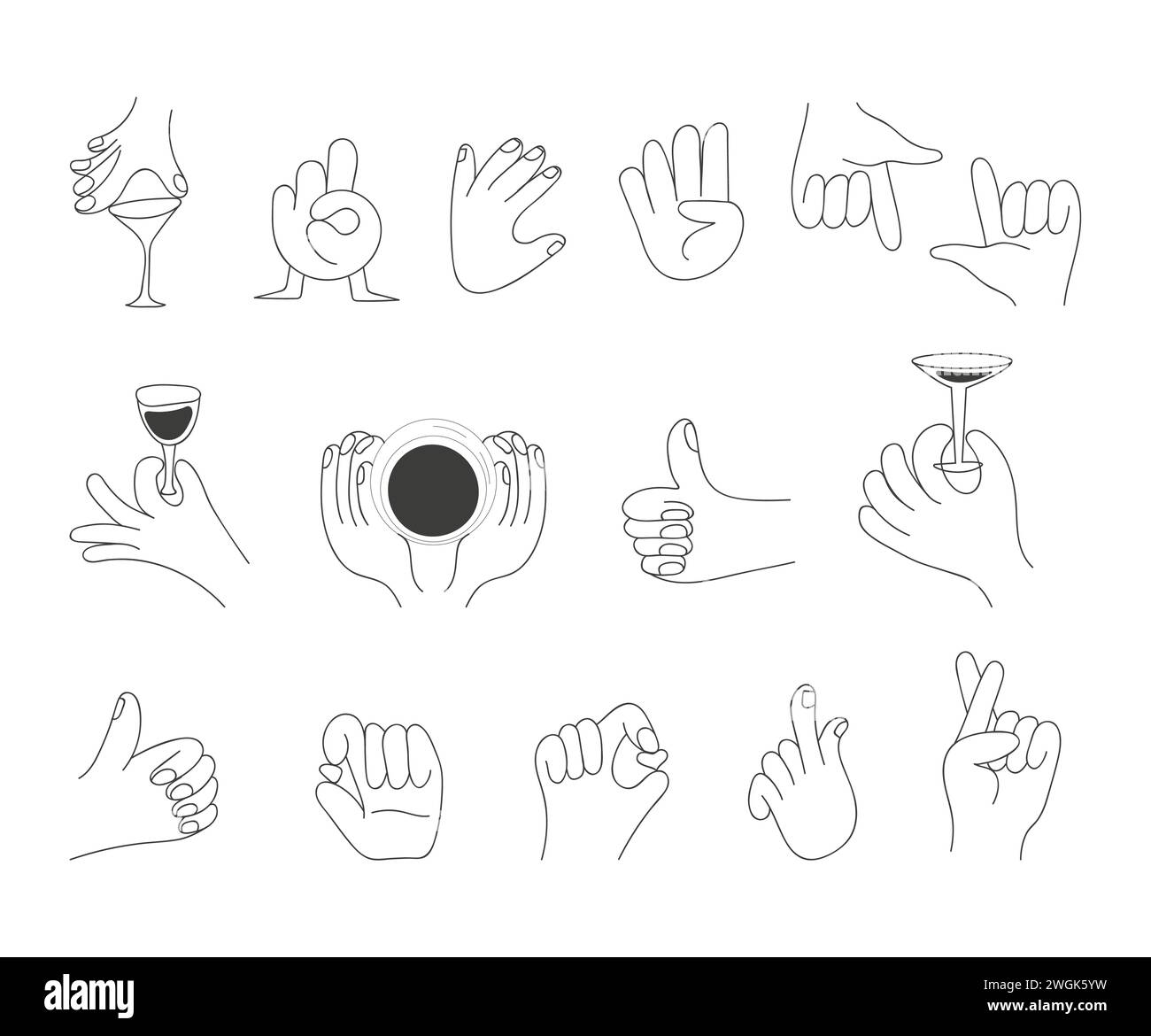 Korean finger heart sign set. Finger with mini heart and respect symbol ...