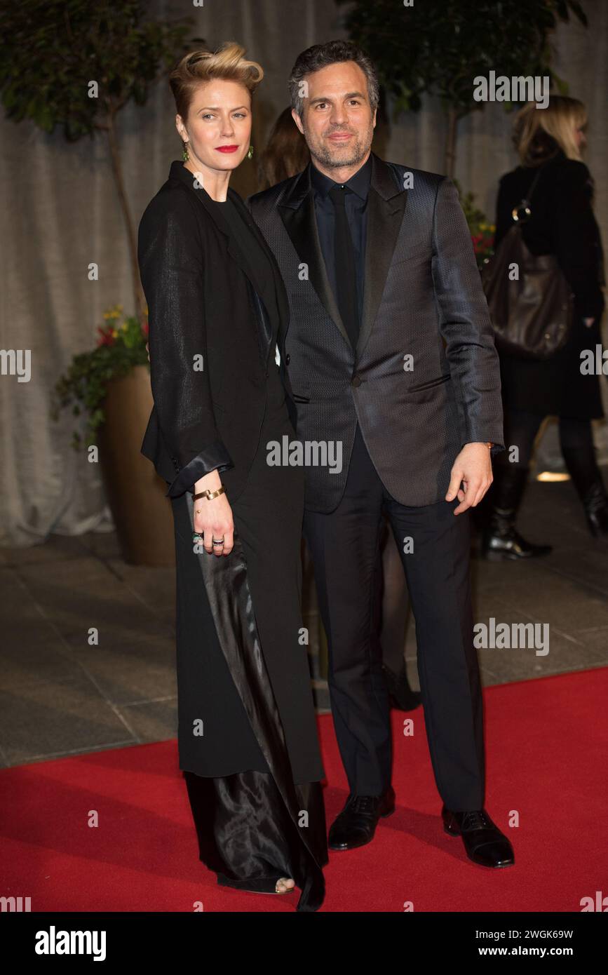 London, UK. 08 Feb, 2015. Pictured: Mark Ruffalo, wife Sunrise Coigney ...