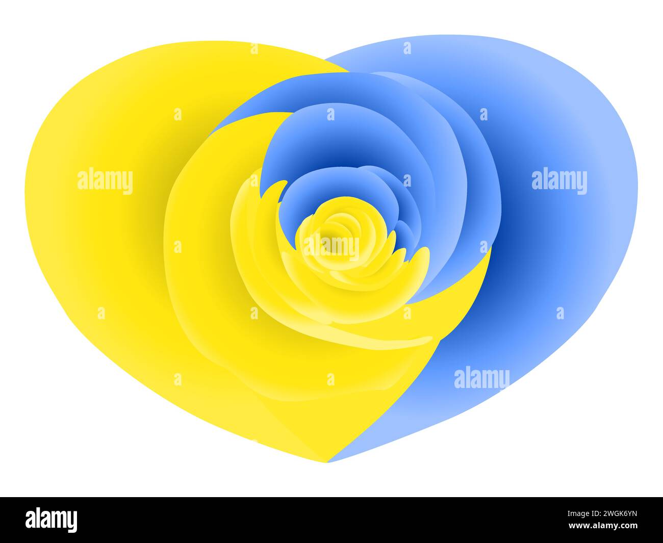 Yellow blue heart isolated on a white background Stock Vector Image ...