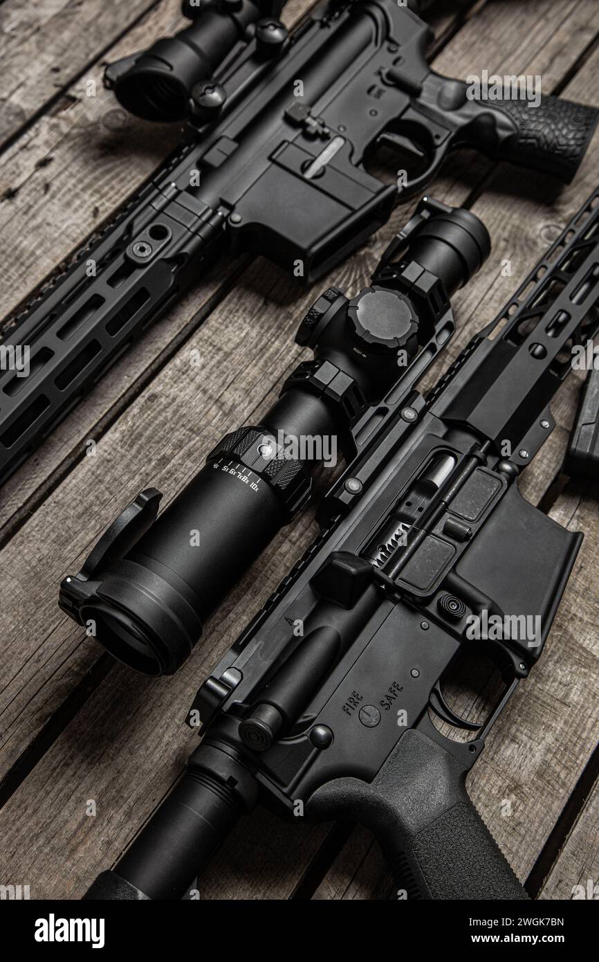 Carbine with optical sight. Weapons for police, special forces and the ...