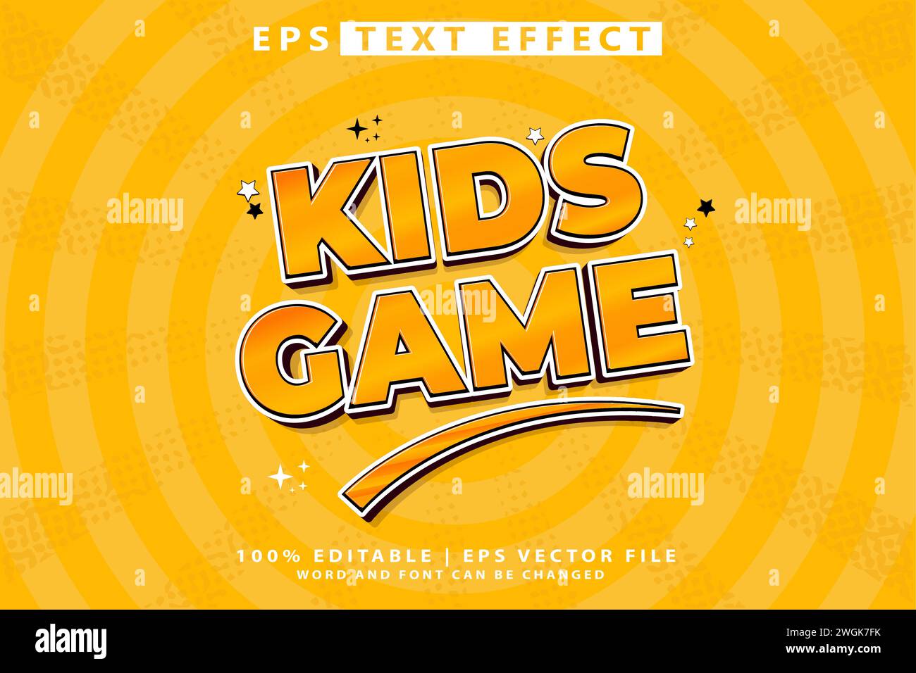 3D Kids Game - Editable Text Effect Cartoon template design Stock ...
