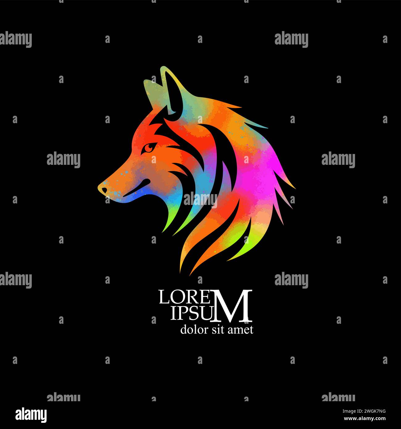 colored wolf print logo. hand drawing. Not AI, Vector illustration ...