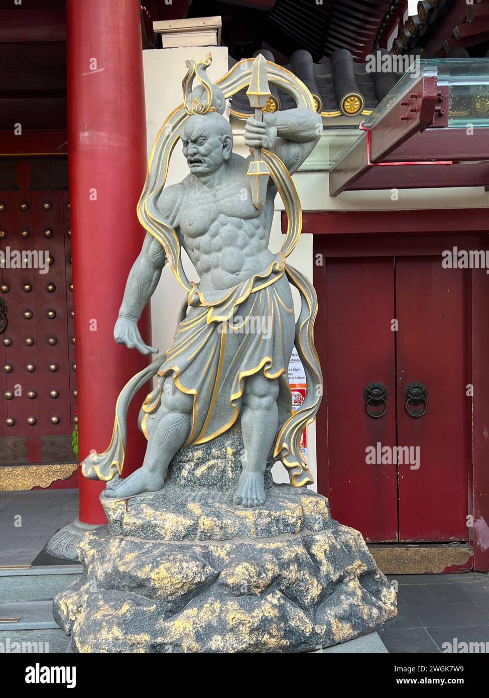 Singapore, Jan 26, 2024. Chinatown, Vajrayana Guardian statue outside ...