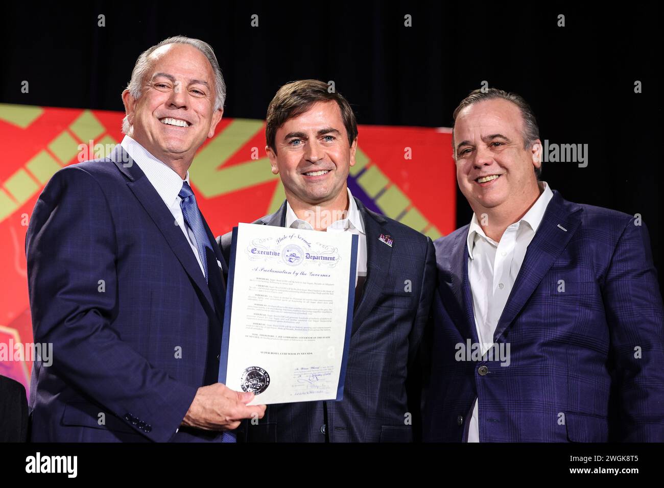 February 05, 2024: (L-R) Governor Joe Lombardo, Governor of Nevada ...