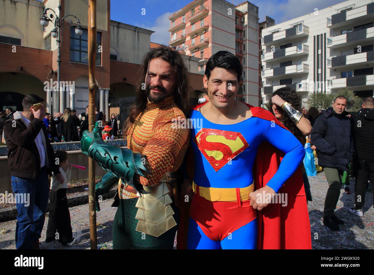 Cosplayer actors wear costumes of famous cartoon characters and ...