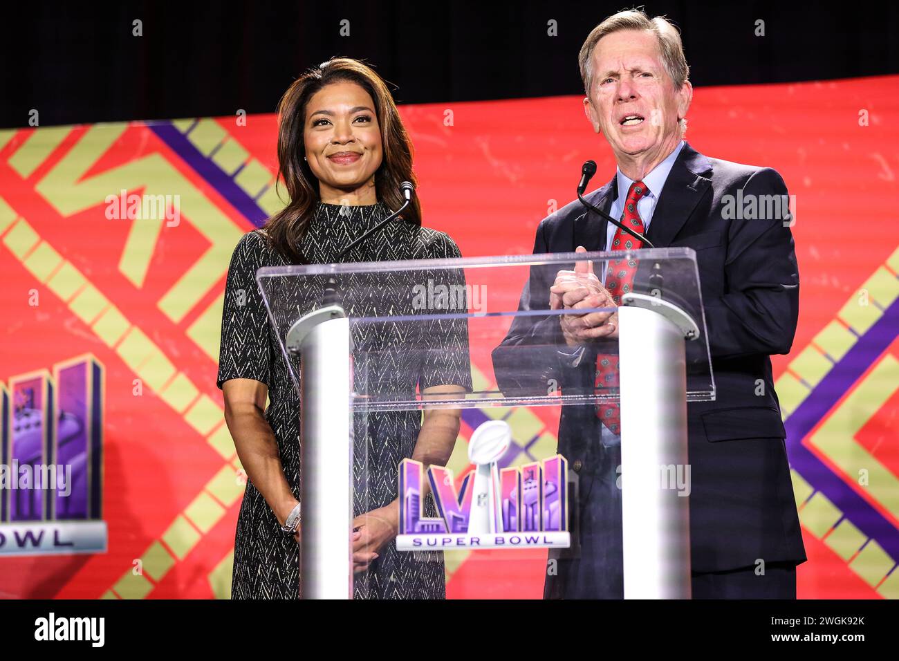 February 05, 2024: (L-R) Sandra Douglass Morgan (President of the Las ...