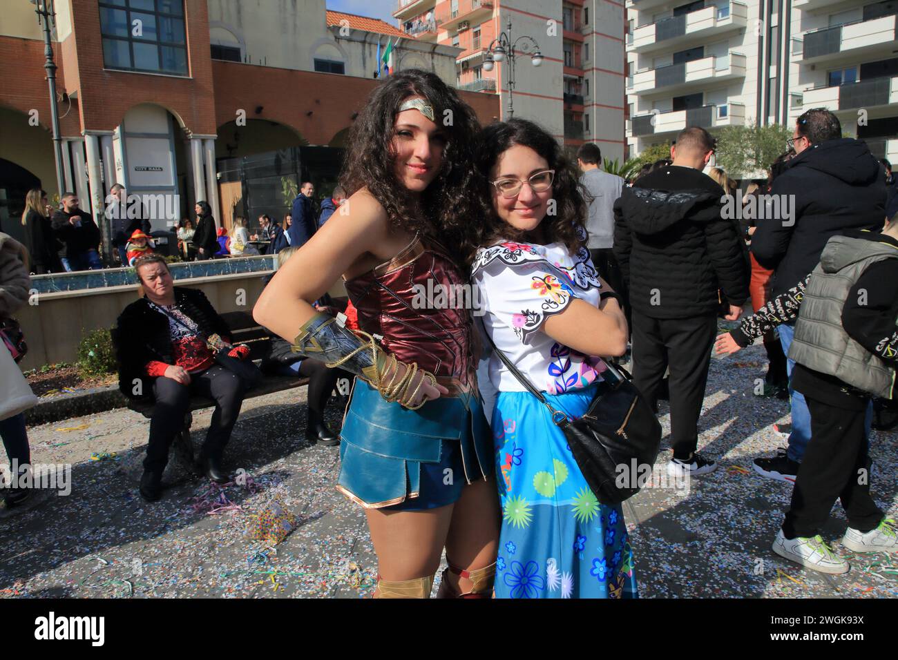 Cosplayer actors wear costumes of famous cartoon characters and ...