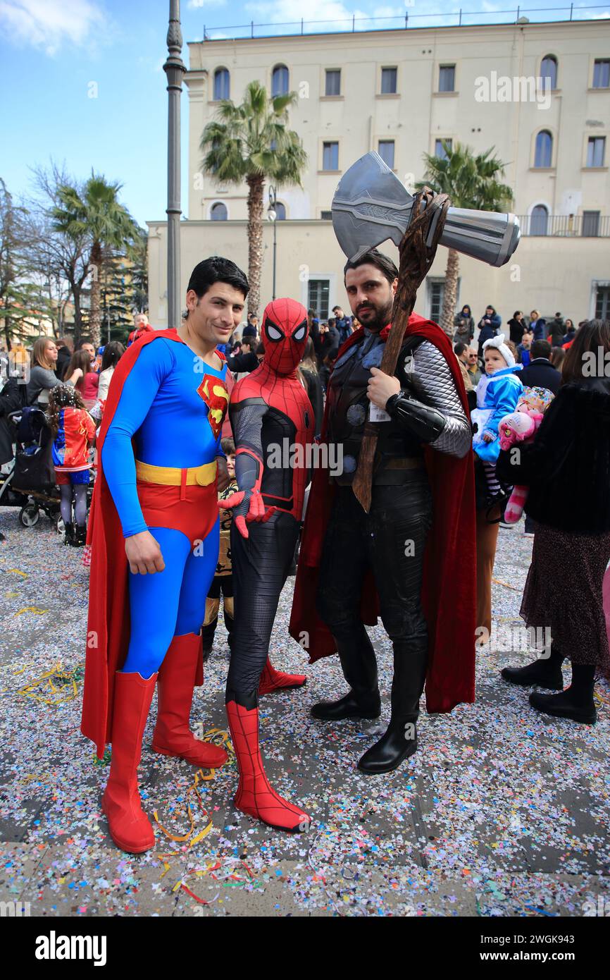 Cosplayer actors wear costumes of famous cartoon characters and ...