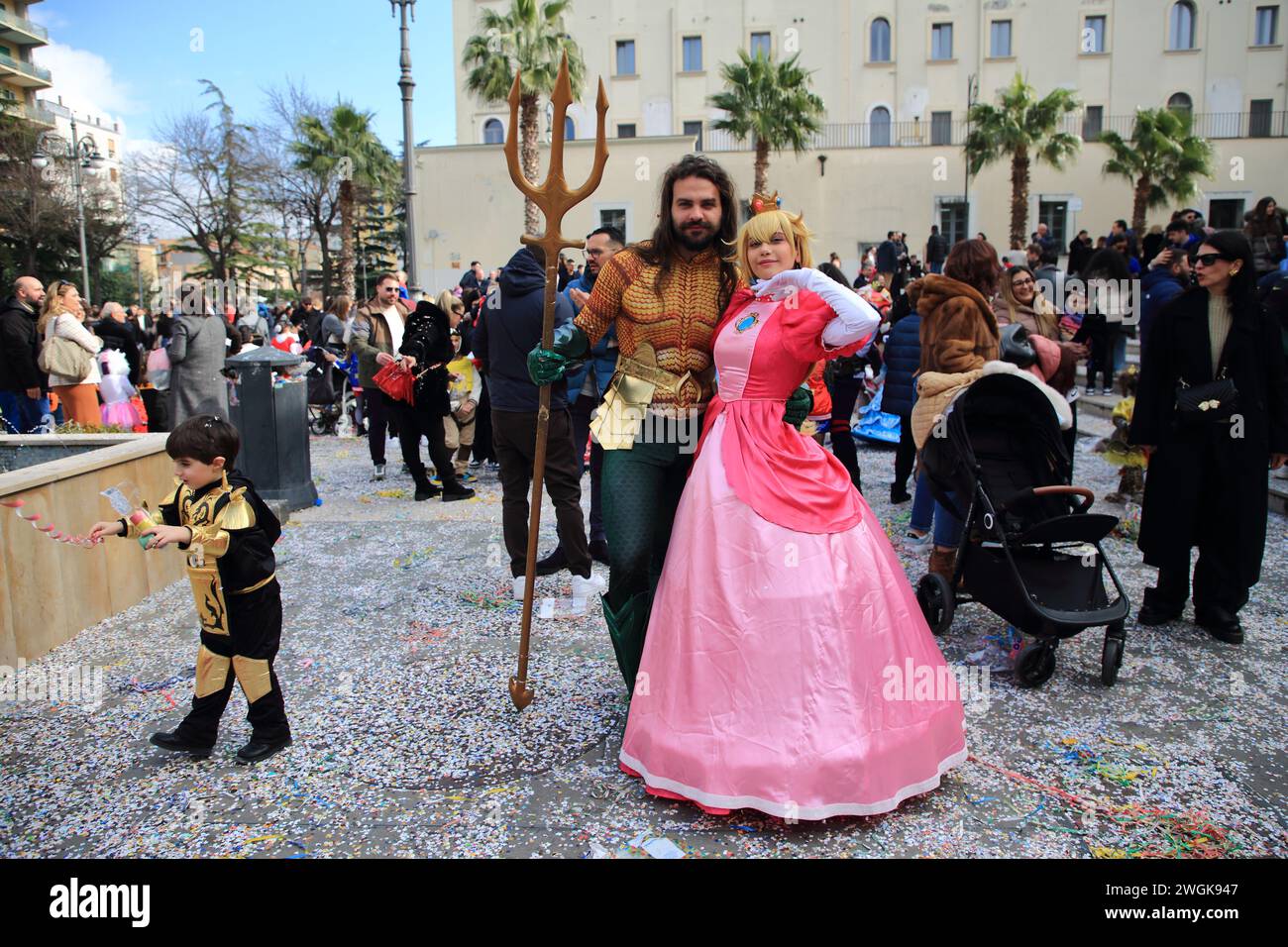 Cosplayer actors wear costumes of famous cartoon characters and ...