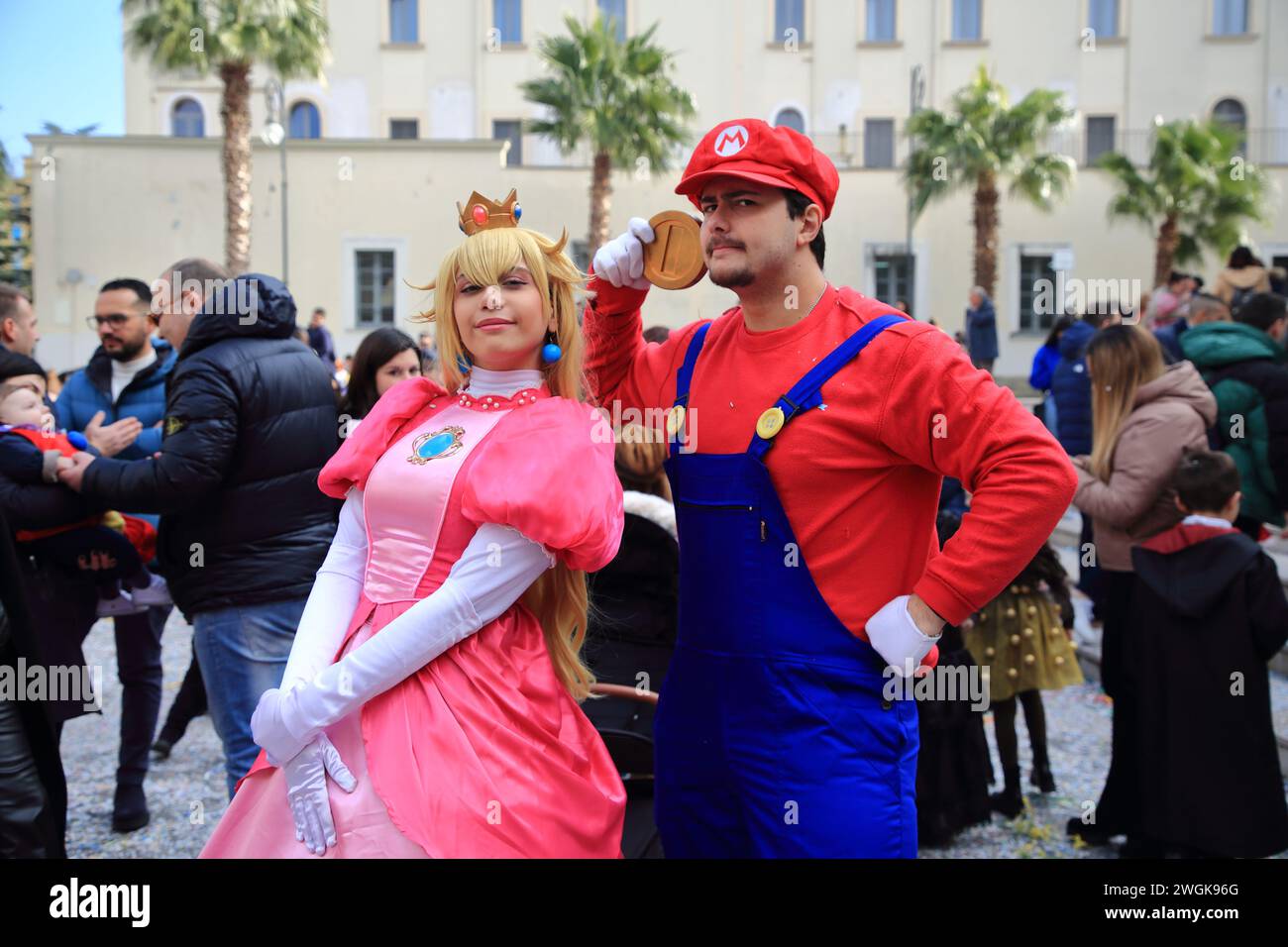 Cosplayer actors wear costumes of famous cartoon characters and ...